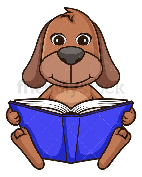 Dog Reading Book Cartoon Clipart Vector - FriendlyStock