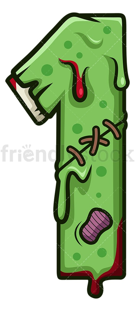 Zombie Number 1 Cartoon Vector Clipart - FriendlyStock