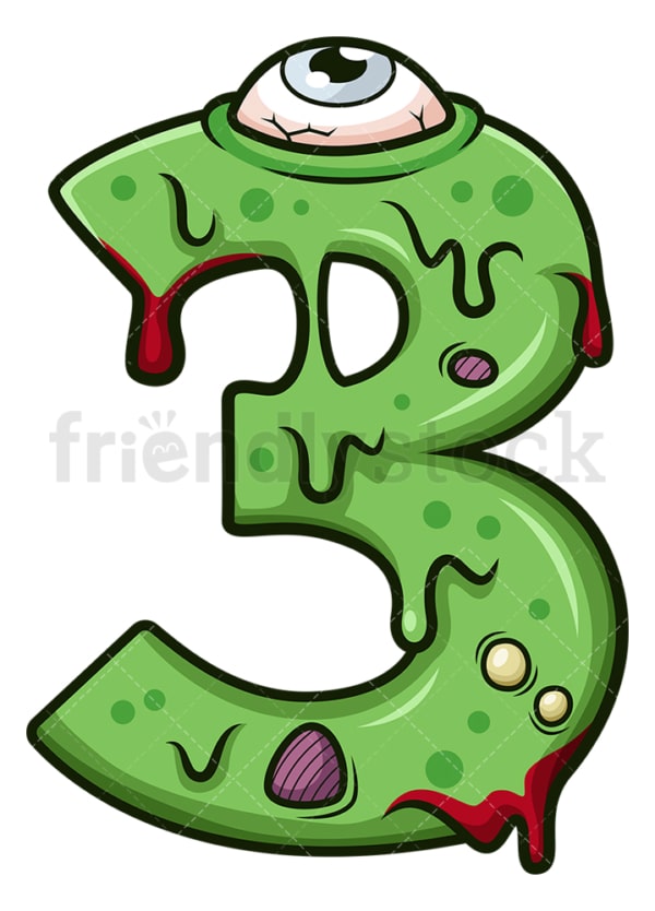 Zombie Number 3 Cartoon Vector Clipart - FriendlyStock