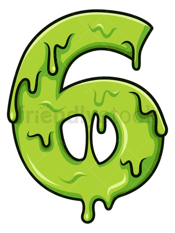 Slime Number 6 Cartoon Vector Clipart - FriendlyStock