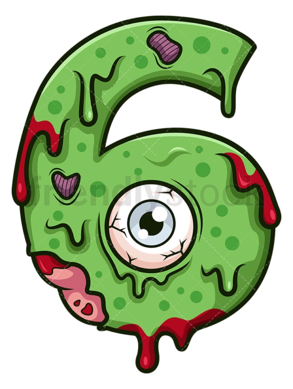 Zombie Number 6 Cartoon Vector Clipart - FriendlyStock