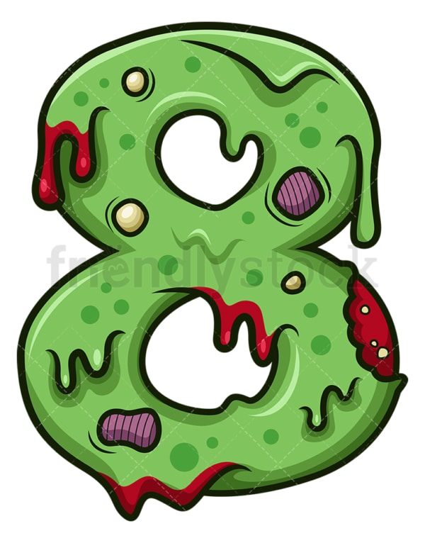 Zombie Number 8 Cartoon Vector Clipart - FriendlyStock