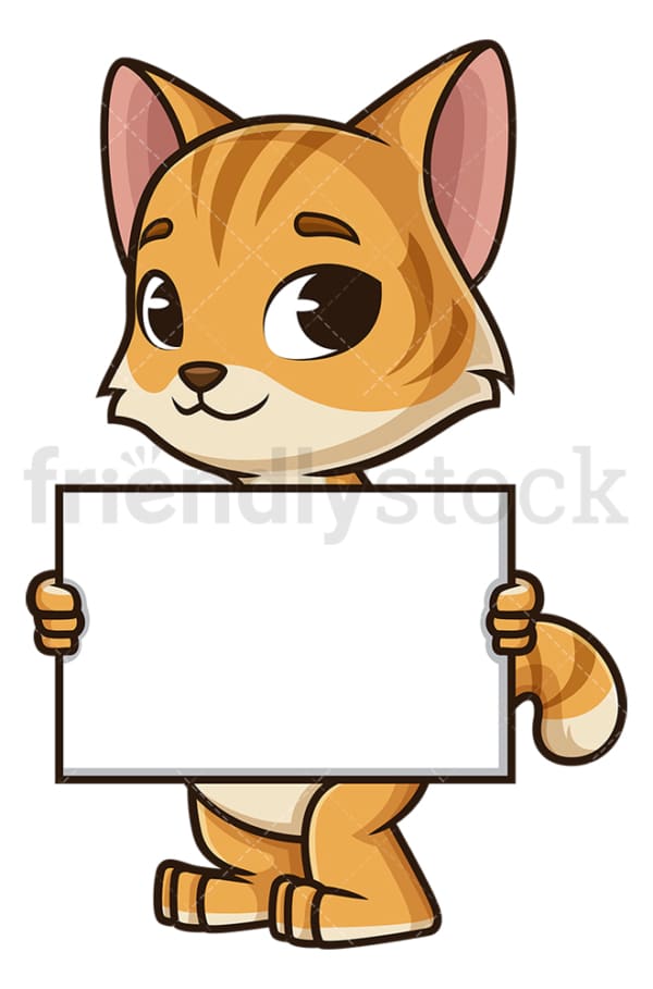 Friendly Cat Empty Sign Cartoon Clipart Vector - FriendlyStock