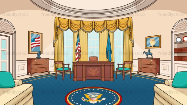 The Oval Office Background Cartoon Vector Clipart - FriendlyStock