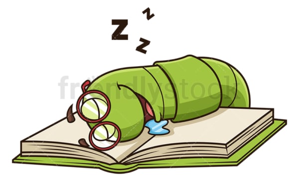 Bookworm Sleeping On Book Cartoon Clipart Vector - FriendlyStock