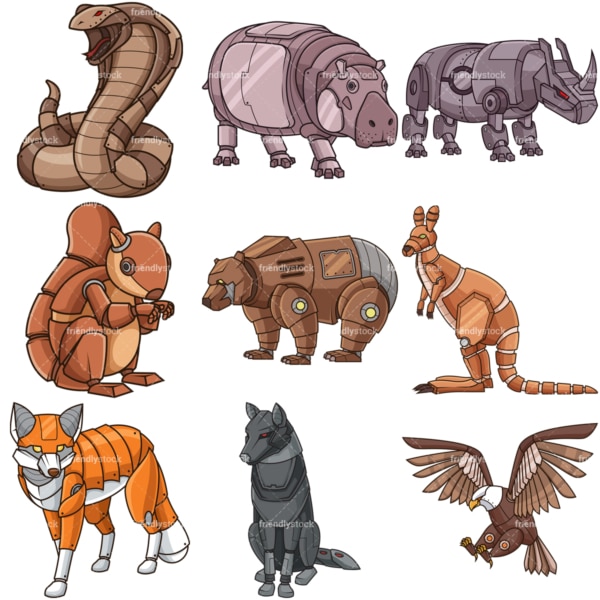 Robot Animals Clipart Vector Collection - FriendlyStock