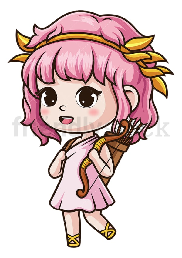 Chibi Female Cupid Cartoon Clipart Vector - FriendlyStock