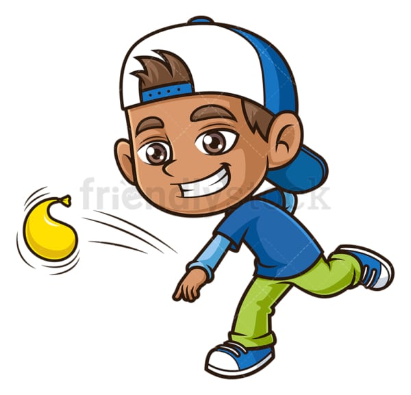 Asian Girl Throwing Water Bomb Cartoon Clipart Vector - FriendlyStock