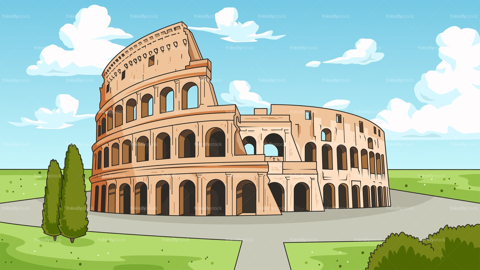 The Colosseum Background Cartoon Vector Clipart - FriendlyStock