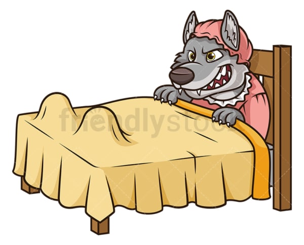 Wolf Pretending To Be Grandma Cartoon Clipart Vector - FriendlyStock