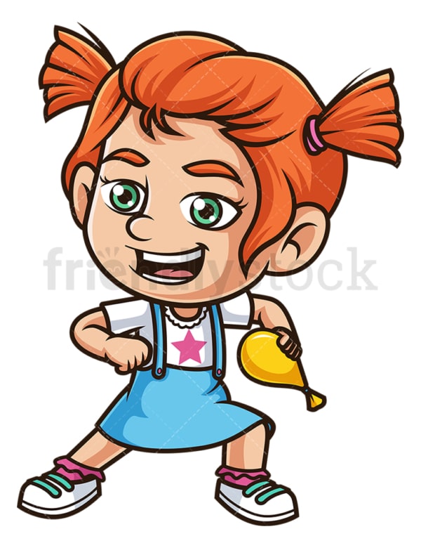 Ginger Girl Throwing Water Balloon Cartoon Clipart Vector - FriendlyStock