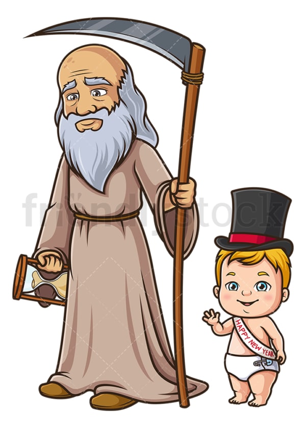 Father Time Baby New Year Cartoon Clipart Vector - FriendlyStock