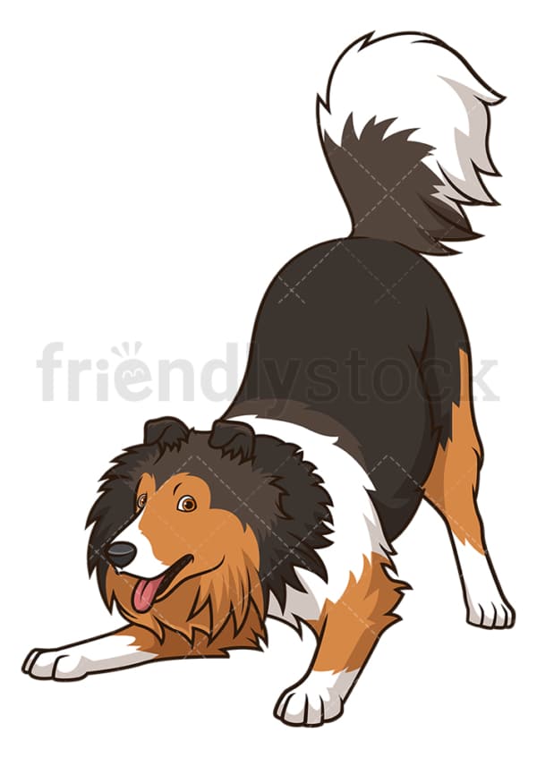 Playful Sheltie Dog Cartoon Clipart Vector - FriendlyStock