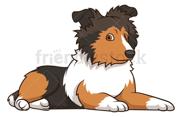 Cute Sheltie Puppy Cartoon Clipart Vector - FriendlyStock