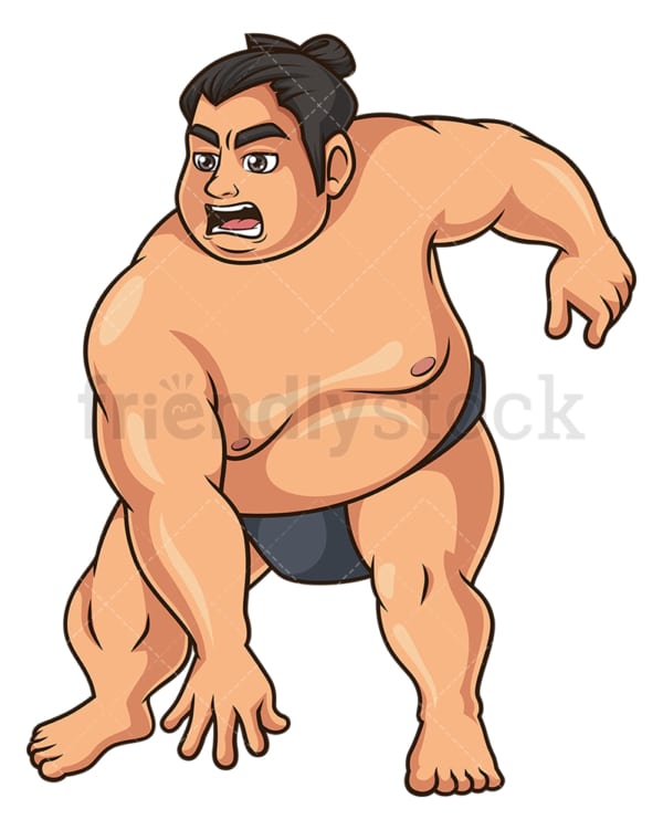 Angry Sumo Wrestler Cartoon Clipart Vector - FriendlyStock