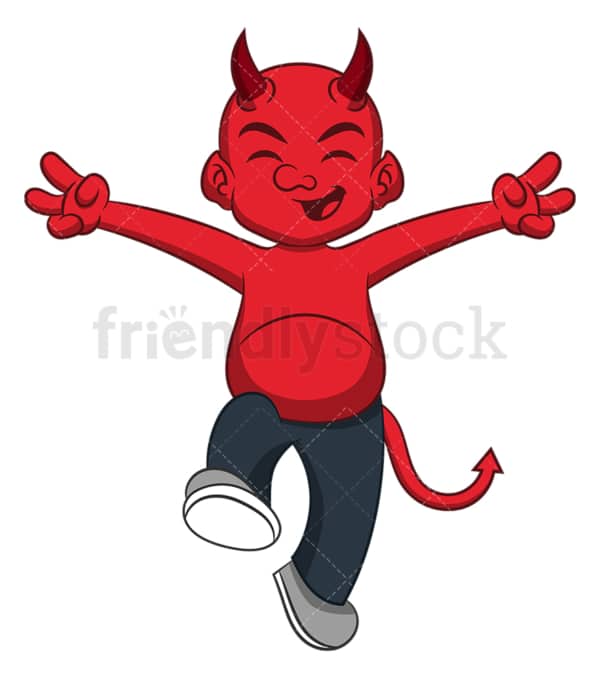 Happy Devil Cartoon Clipart Vector - FriendlyStock