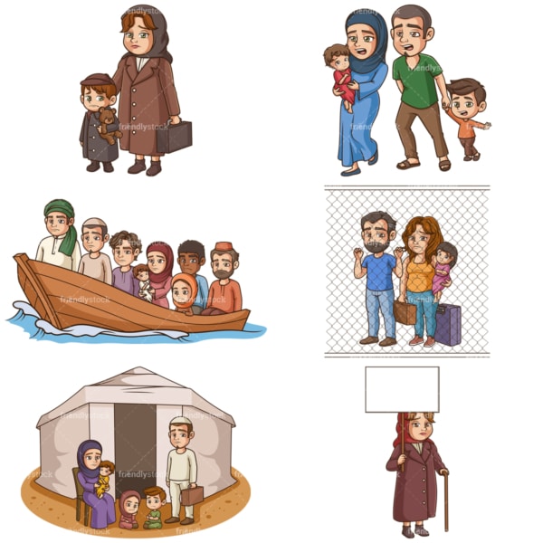 Refugees And Evacuees Clipart Vector Collection - FriendlyStock