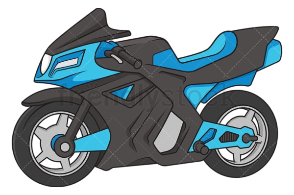 Blue Motorcycle Cartoon Vector Clipart - FriendlyStock