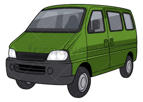 Green Van Cartoon Vector Clipart - FriendlyStock