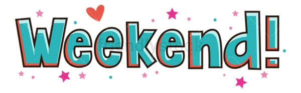 Text Doodle Weekend Cartoon Clipart Vector - FriendlyStock