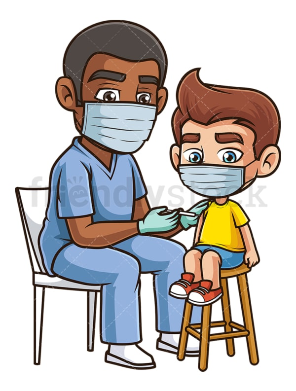 Kids Getting COVID-19 Vaccine Clipart Vector Collection - FriendlyStock