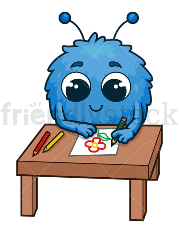 Cute Monster Creativity Cartoon Clipart Vector - FriendlyStock