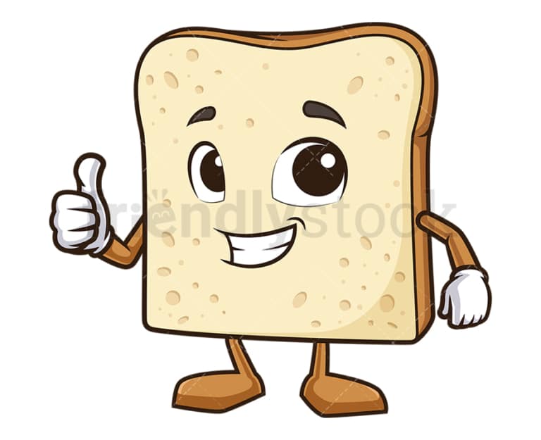 Toast Bread Thumbs Up Cartoon Clipart Vector - FriendlyStock