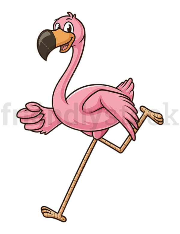 Flamingo Running Cartoon Clipart Vector - FriendlyStock