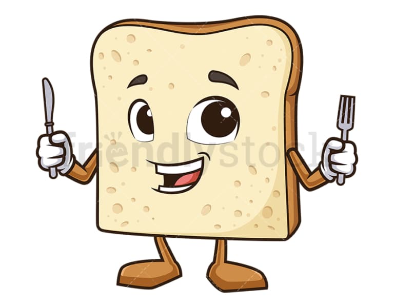 Hungry Toast Bread Cartoon Clipart Vector - FriendlyStock