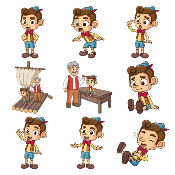 Pinocchio Character Clipart Vector Collection - FriendlyStock