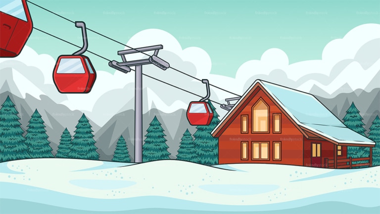 Ski Resort Background Cartoon Vector Clipart - FriendlyStock