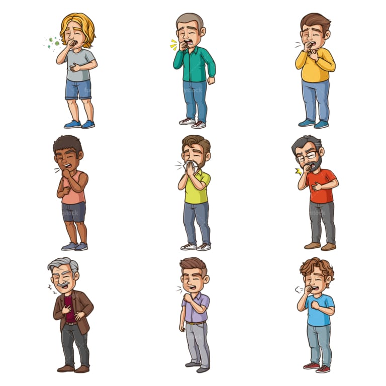 Men Coughing Clipart Vector Collection - FriendlyStock