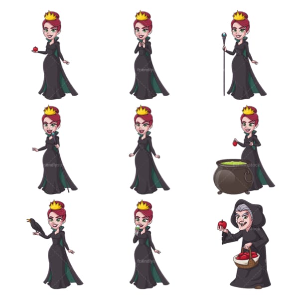 Evil Queen Plotting Cartoon Clipart Vector - FriendlyStock