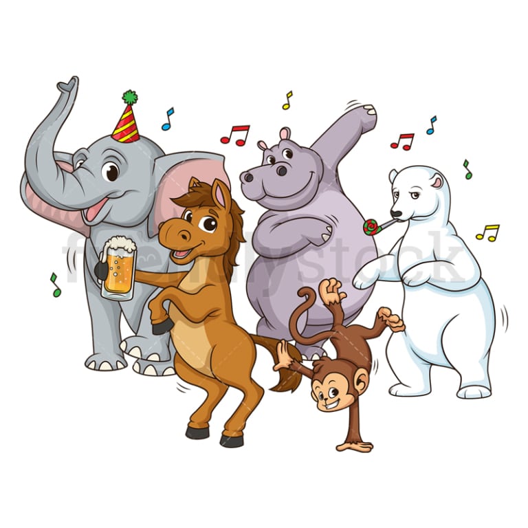 Party Animals Cartoon Vector Clipart - FriendlyStock