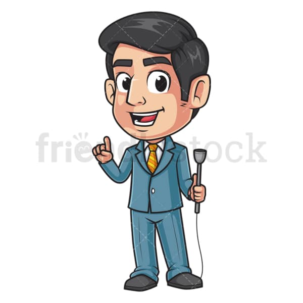 TV Presenter Talking Cartoon Clipart Vector - FriendlyStock