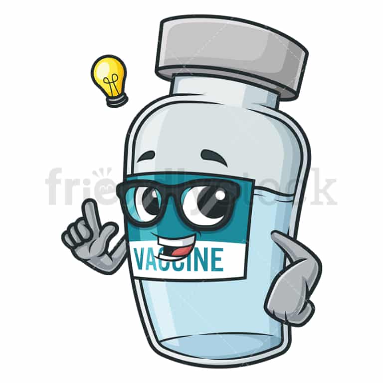 Vaccine Vial Having Idea Cartoon Clipart Vector - FriendlyStock