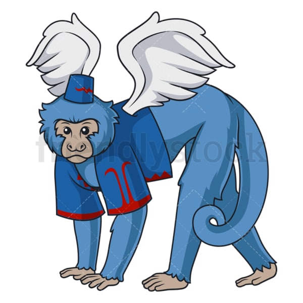 Nikko Winged Monkey Cartoon Clipart Vector - FriendlyStock