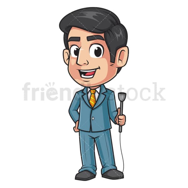 Television Host With Microphone Cartoon Clipart Vector - FriendlyStock