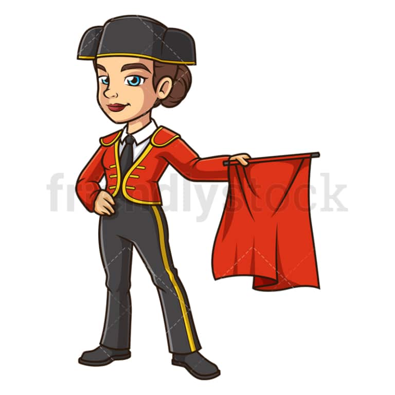 Female Bullfighter Cartoon Vector Clipart - FriendlyStock