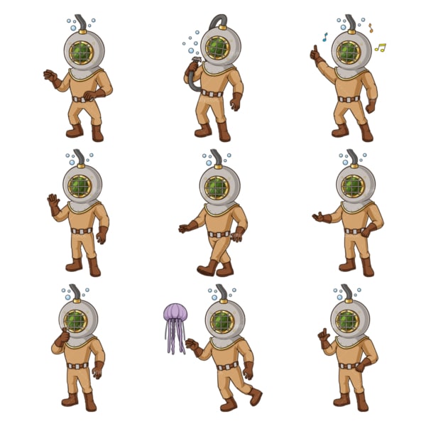 Deep Sea Diver Clipart Vector Collection - FriendlyStock