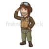 WW2 Fighter Pilot Saluting Cartoon Clipart Vector - FriendlyStock