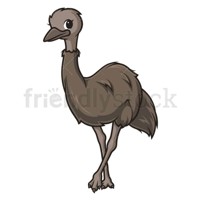 Chibi Kawaii Emu Cartoon Clipart Vector - FriendlyStock