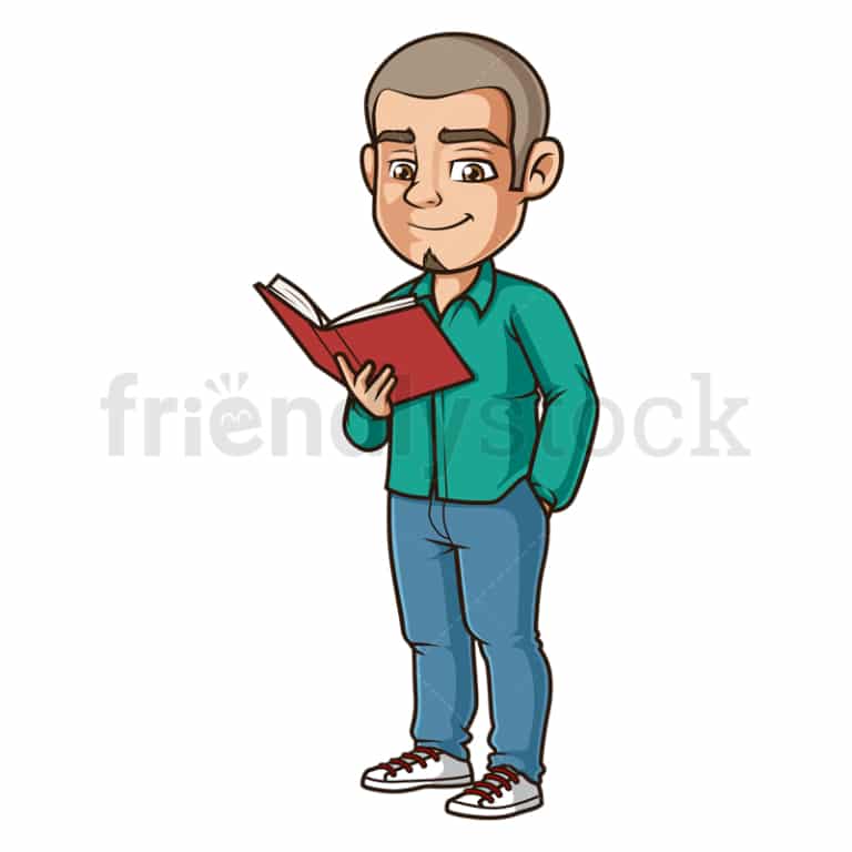 Cartoon Men Reading Books Clipart Vector Collection - FriendlyStock