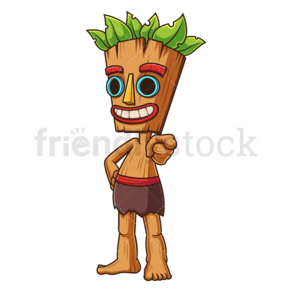 Tiki Man Pointing Cartoon Clipart Vector - FriendlyStock