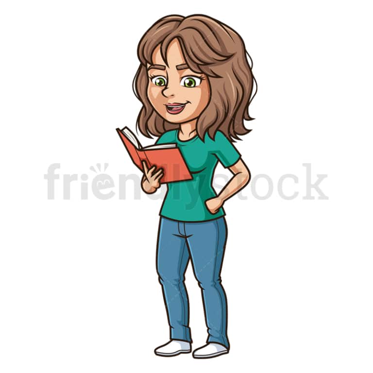 Cartoon Women Reading Books Clipart Vector Collection - FriendlyStock