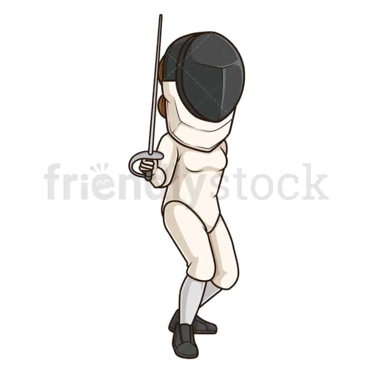 Two Athletes Fencing Duel Cartoon Clipart Vector - FriendlyStock