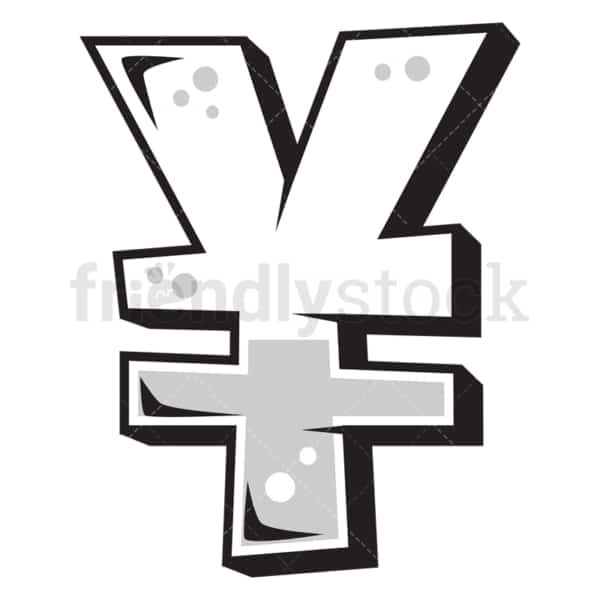 Graffiti Japanese Yen Sign Cartoon Vector Clipart - FriendlyStock