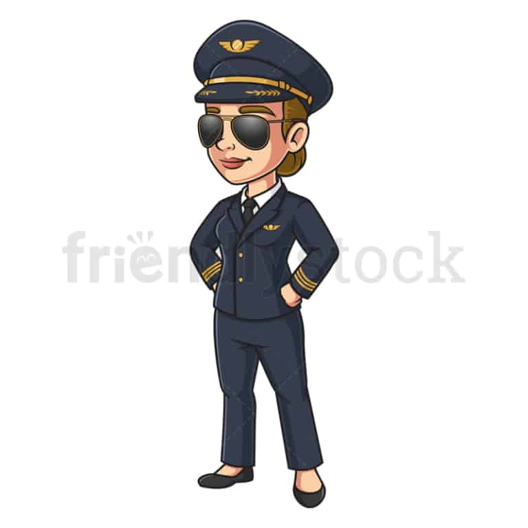 Cartoon Female Airline Pilot Clipart Vector - FriendlyStock