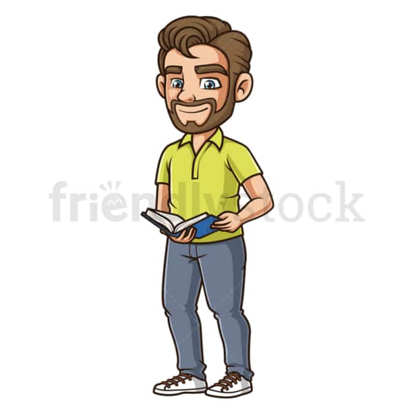 Chill Dude Reading Book Cartoon Clipart Vector - FriendlyStock