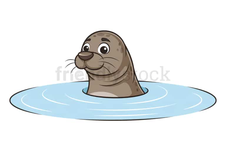 Sea Lion In Water Cartoon Clipart Vector - FriendlyStock